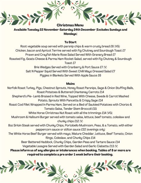 Christmas The White Horse Withersfield Haverhill