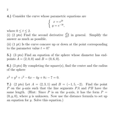 solved consider the curve whose parametric equations are {x