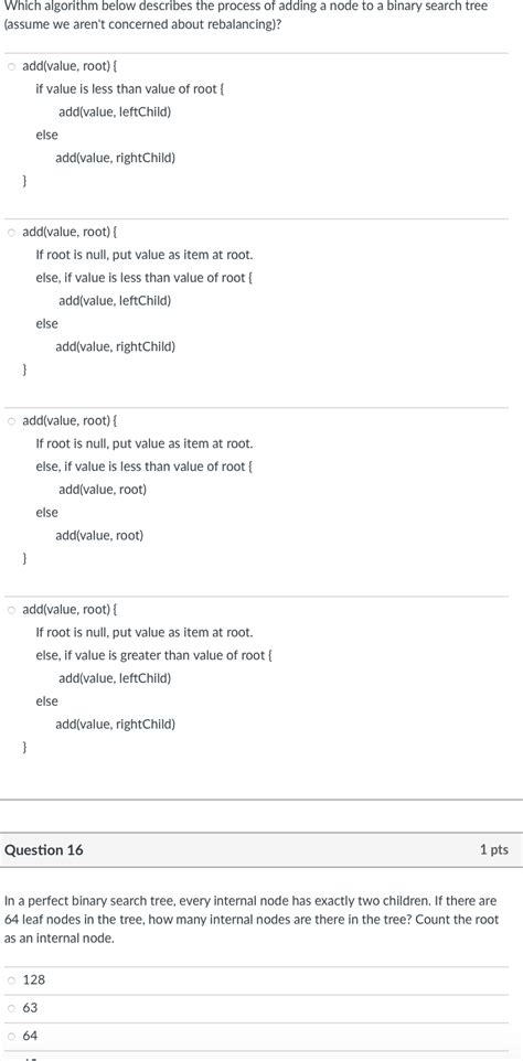 Solved Which Algorithm Below Describes The Process Of Adding Chegg