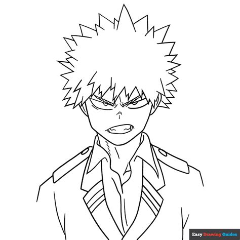 Katsuki Bakugo From My Hero Academia Coloring Page Easy Drawing Guides