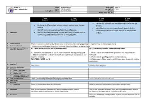 Computer System Servicing Daillly Lesson Docx Computing Technology And Computing