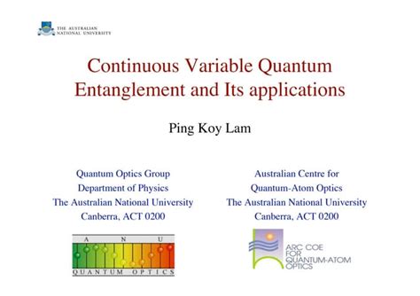 Continuous Variable Quantum Entanglement And Its Applications Pdf Physics Science