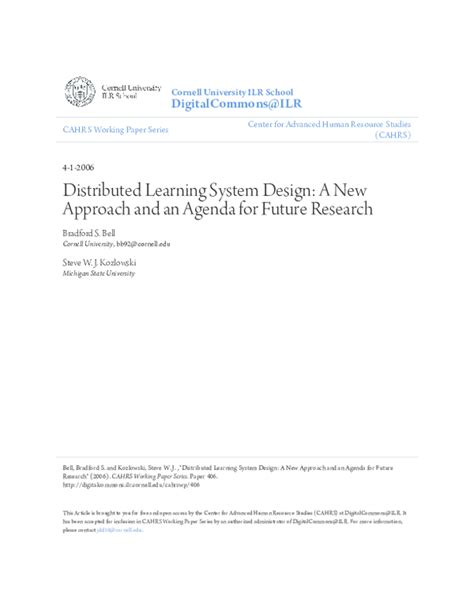 Pdf Distributed Learning System Design A New Approach And An Agenda For Future Research