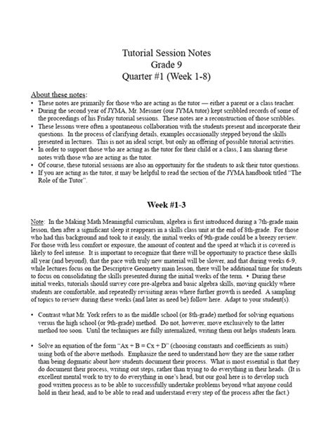 Tutorial Notes G9 Q1 Pdf Equations Mathematical Objects