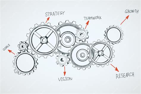 Premium Photo Drawing Cogs System Sketch On White Background