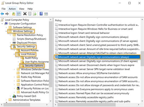 Ensure Microsoft Network Server Digitally Sign Communications Always Is Set To Enabled