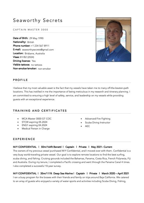 How To Write The Perfect Yacht Cv [with Template]