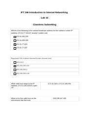 Lab 10 Classless Subnetting Docx IFT 166 Introduction To Internet Networking Lab 10 Classless