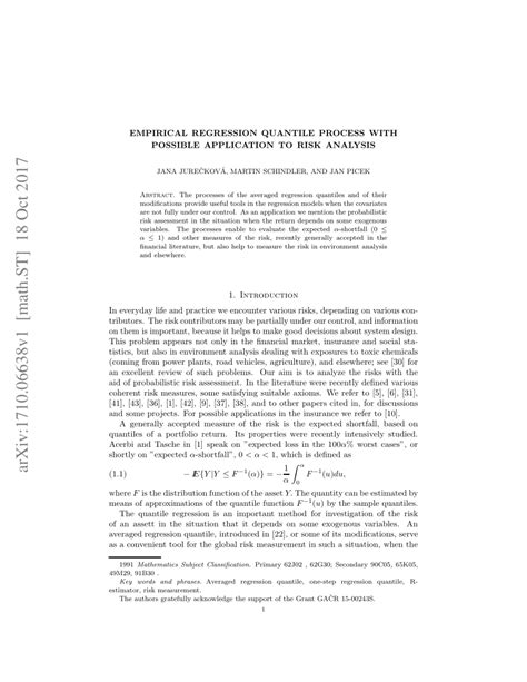 Pdf Empirical Regression Quantile Process With Possible Application