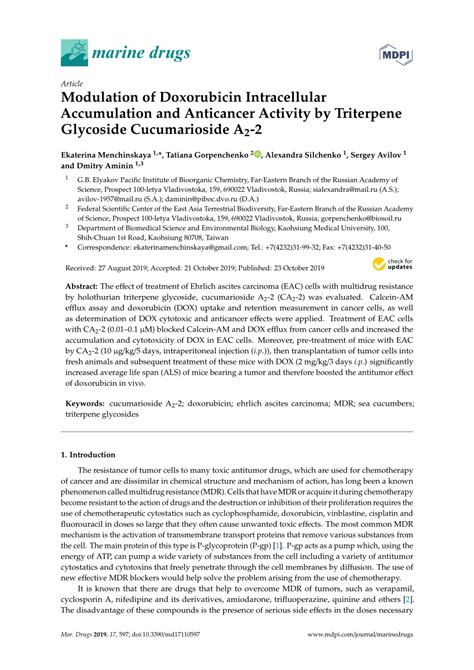 Pdf Modulation Of Doxorubicin Intracellular Accumulation And