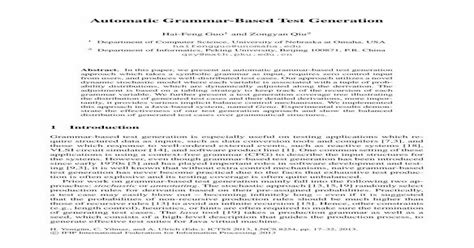 Pdf Automatic Grammar Based Test Generation Springer · Automatic Grammar Based Test