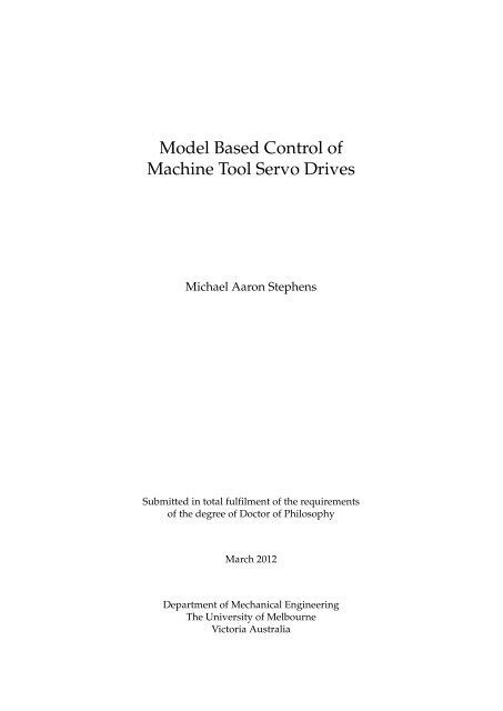 Model Based Control Of Machine Tool Servo Drives University Of