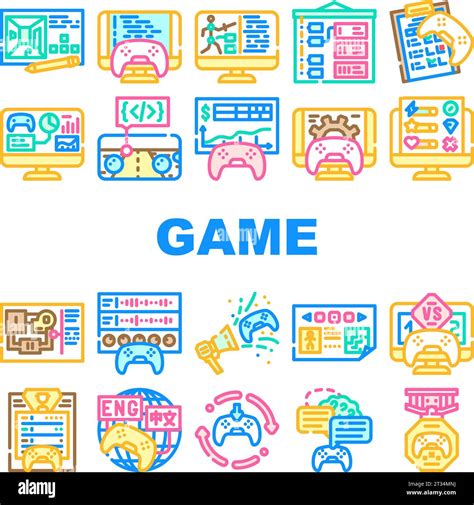 Game Development Software Icons Set Vector Stock Vector Image And Art Alamy