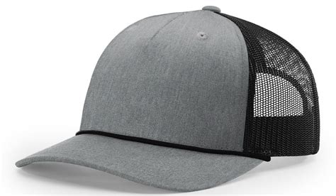 Richardson 112 Fpr Heather Grey Black Hat Black Rope Gearheadhats