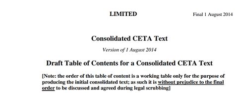 Text Of Canada Eu Trade Agreement Ceta Leaked The True North Times