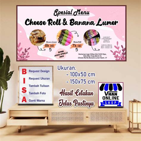Jual Cetak Spanduk Banner Keren Jualan Cheese Roll Dan Banana Lumer