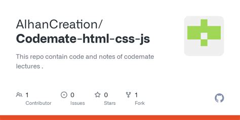 Github Alhancreationcodemate Html Css Js This Repo Contain Code And