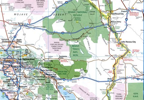 Map I 40 Interstate Highway California Arizona New Mexico Texas