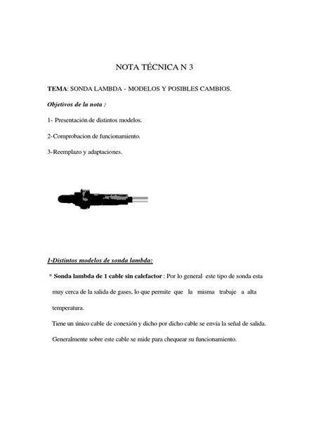 Tipos De Sondas Lambda Pdf Ingenieria Eléctrica Ciencias Fisicas