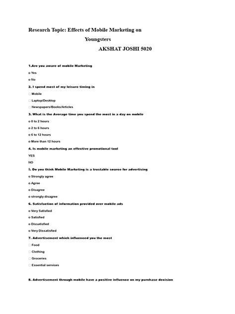 Akshat Joshi Questionnaire Pdf