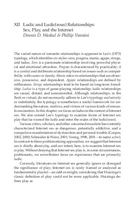Pdf Ludic And Ludic Rous Relationships Sex Play And The Internet