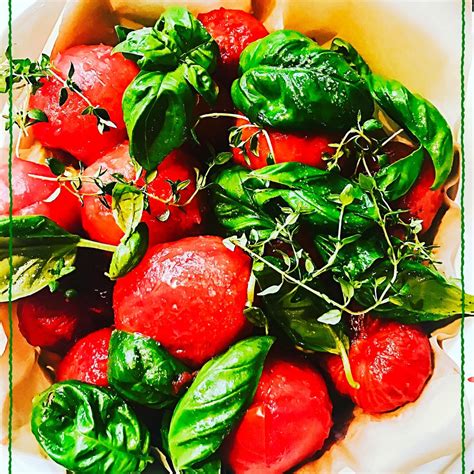 Whole Roasted Tomatoes Garlic And Herbs Silvia Baldini