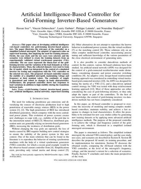 Artificial Intelligence Based Controller For Grid Forming Inverter