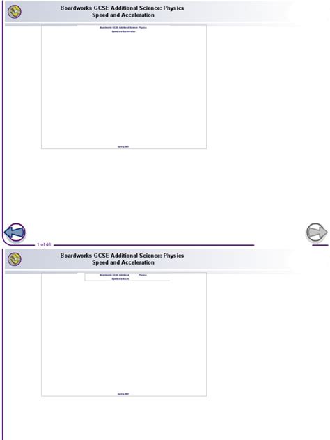 Boardworks Gcse Additional Science Physics Speed And Acceleration Pdf Speed Acceleration