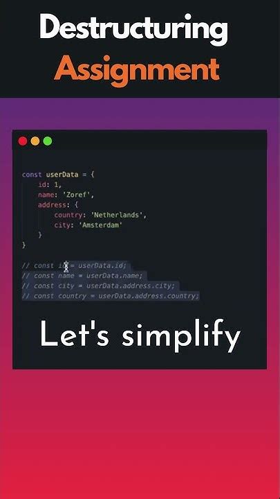 Destructuring Assignment In Javascript Shorts Youtube
