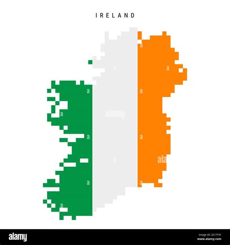 Ireland Pixel Flag Map Icon Flat Vector Illustration Isolated On White