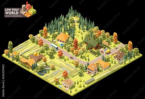 Vector Isometric World Map Creation Set Combinable Map Elements