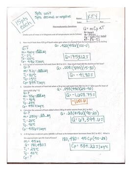 Calculating Heat Practice Questions PHYSICS By Kellye Tarver TPT