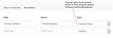 how to use multinodetreepicker as a macro parameter editor