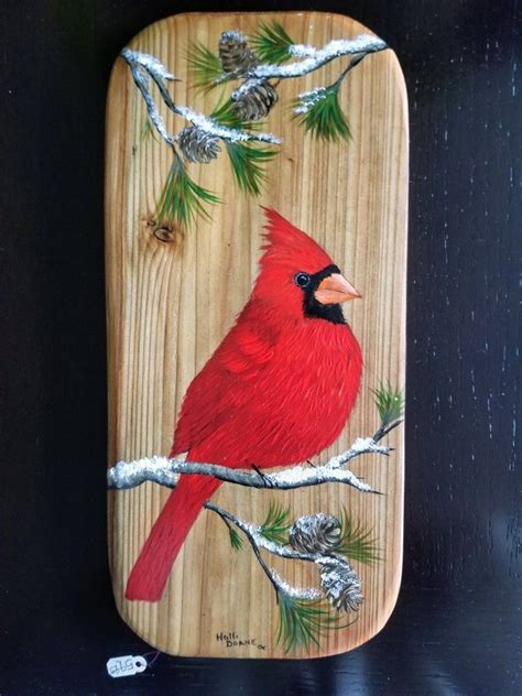 Bird Painting Acrylic Cardinal Painting Wood Painting Art Snowman