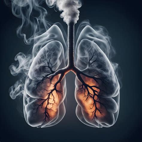 Unhealthy Lungs Due To Smoke Inhalation And Environmental Pollution