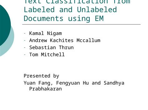 Ppt Text Classification From Labeled And Unlabeled Documents Using Em Dokumentips