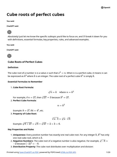 Understanding Cube Roots And Perfect Cubes Pdf Numbers Algebra