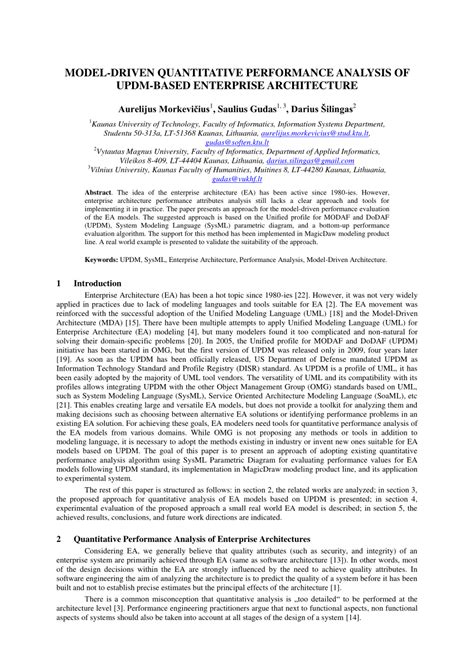 Pdf Model Driven Quantitative Performance Analysis Of Updm Based