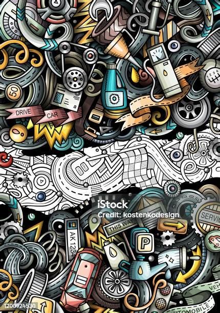 자동 손으로 그린 낙서 배너 만화 상세한 전단지 3차원 형태에 대한 스톡 벡터 아트 및 기타 이미지 3차원 형태 그래피티 기어 기계 부분 Istock