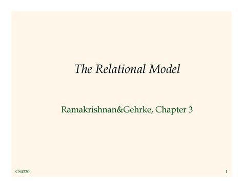 Lecture Slides On The Relational Model Cs 4320 Docsity