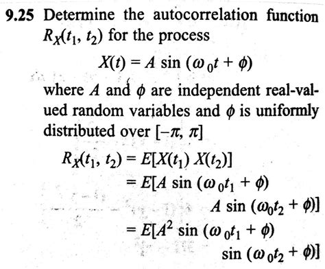 solved 9 25 determine the autocorrelation function ry ti