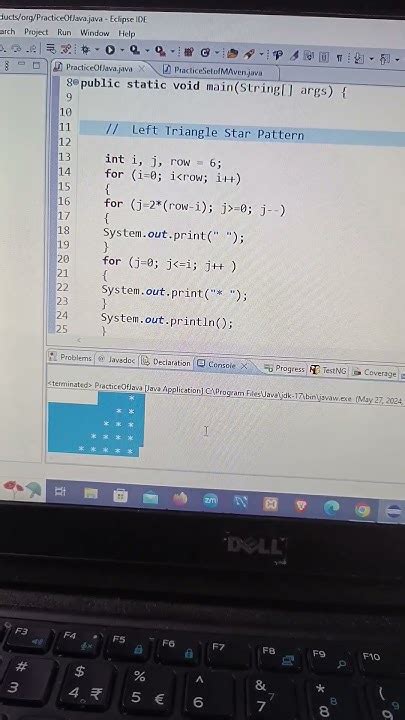 Left Triangle Star Pattern In Javacoding Java Youtube