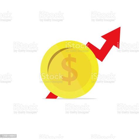 금화 돈이 올라가는 빨간 화살표 비즈니스 그래프 아이콘입니다 3차원 형태에 대한 스톡 벡터 아트 및 기타 이미지 3차원 형태 개념 개선 Istock