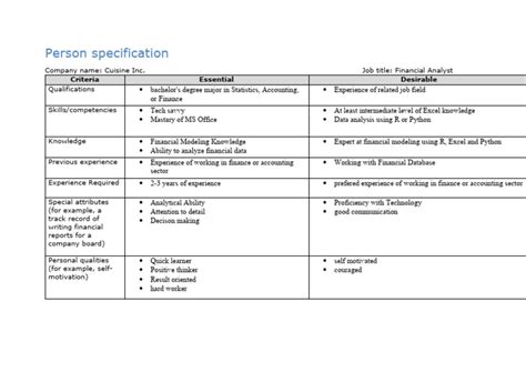 Person Specification Pdf