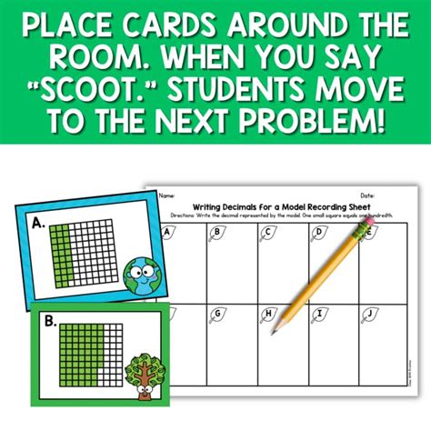 Earth Day Decimal Models Writing Decimals For A Picture Scoot Game Task