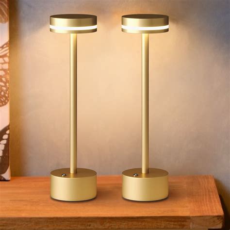 LED Rechargeable Cordless Aluminum Table Lamp 3000K Warm White 3 Settings Brightness 4000mAh