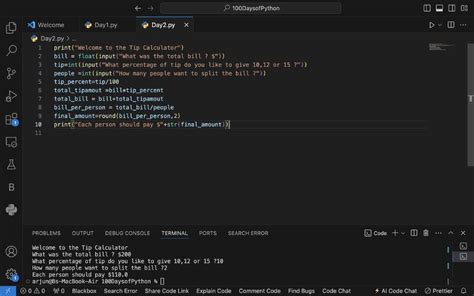arjun budda on linkedin 100daysofpython python codingjourney techlearning programming…