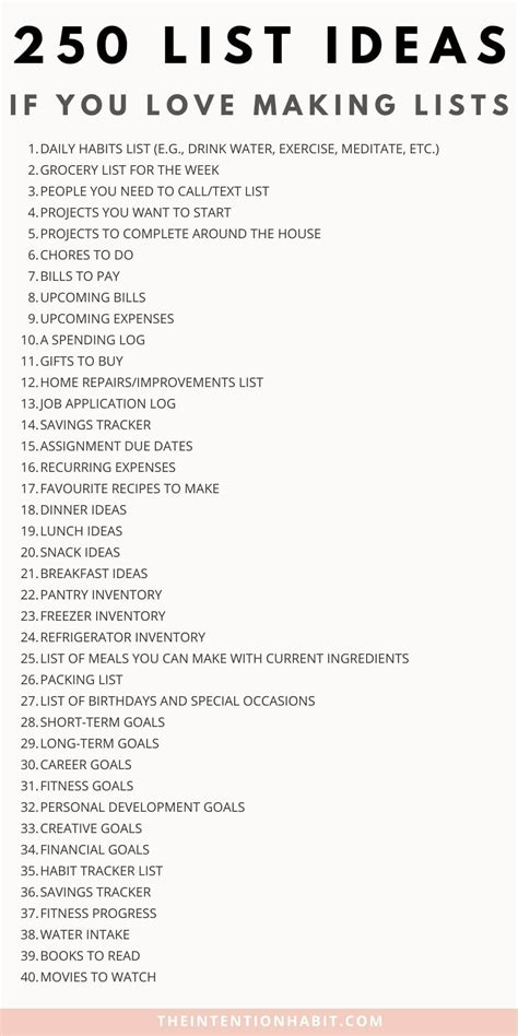 Favorite Things List Ideas