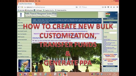 PFMS TRANSFER FUNDS CREATE NEW BULK CUSTOMIZATION YouTube