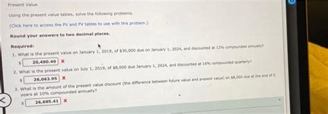 solved present value using the present value tables solve